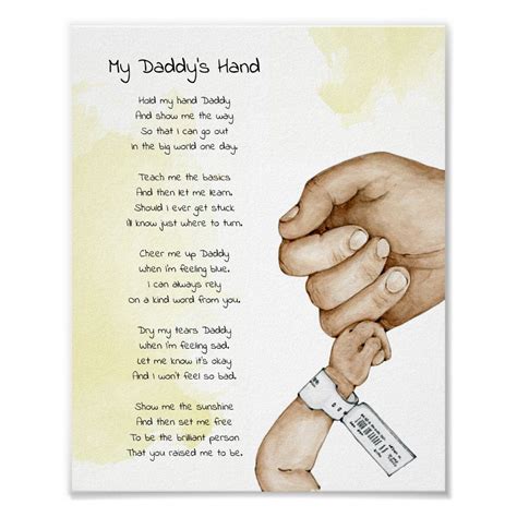 Hold My Hand Daddy Keepsake Poem Dad T Poster Size 8 X 10 Color