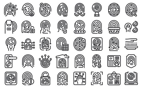 Fingerprinting Icons Set Outline Vector Print Thumb 12331744 Vector