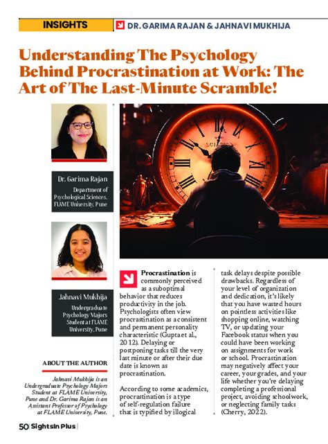 Pdf Understanding The Psychology Behind Procrastination At Work The