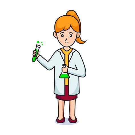 Premium Vector Cartoon Girl Friendly Beautiful Women In Professor Uniform Holding A Tube