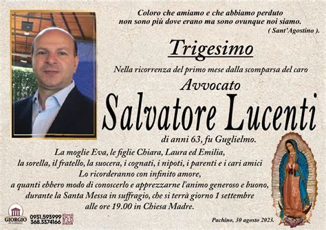 Trigesimo Lucenti Salvatore Agenzia Funebre Giorgio Di Gabriele