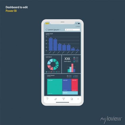 Data Visualization Dashboard On Mobile Power Bi Design Graphs Wall Stickers Phone
