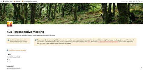 Notion 4ls Retrospective Meeting Template