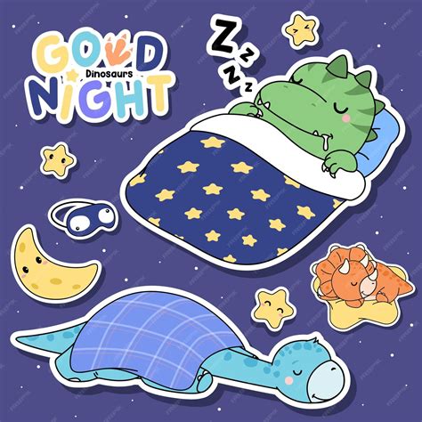 Premium Vector Adorable Sleeping Dinosaur Illustration Collection