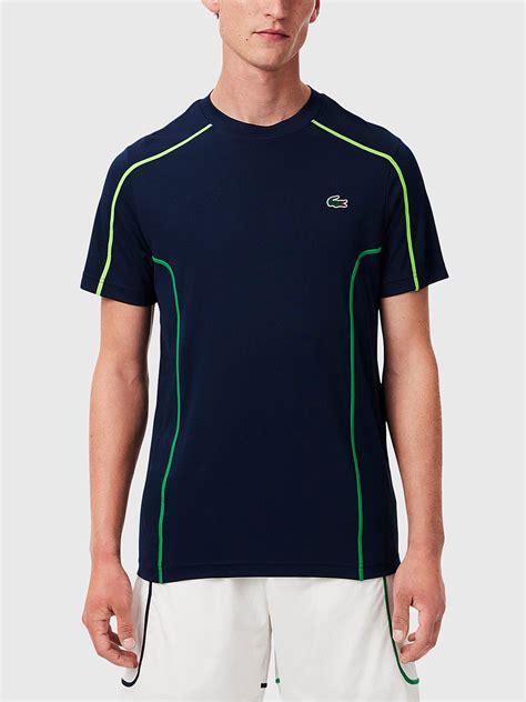 Тъмносиня тениска за тенис с овално деколте на марката Lacoste