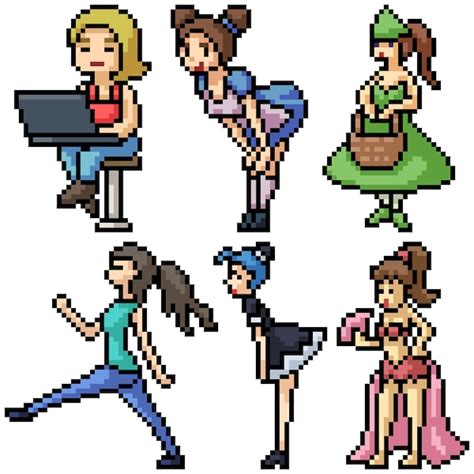 Premium Vector Pixel Art Set Isolated Lovely Woman Hot Sex Picture