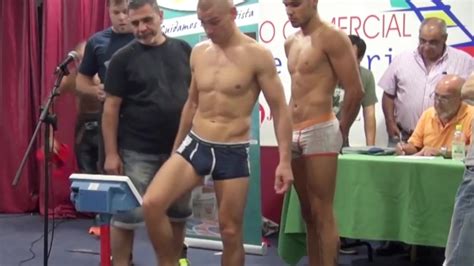 Bulging In Boxerbriefs At Weigh In Blue And White