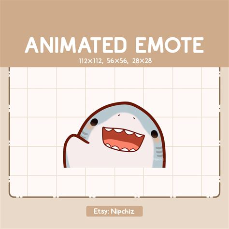 Animated Emote Cute Shark Waving Hello Emote Hi Emote Emote For Streamer Kawaii Emote Etsy