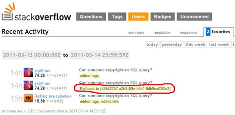 Rollback Notices Display As Garbage On The Favorites Notification Page
