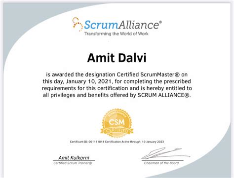 Successfully Completed Csm Certification Thanks To Amit Kulkarni For The Great Training Session