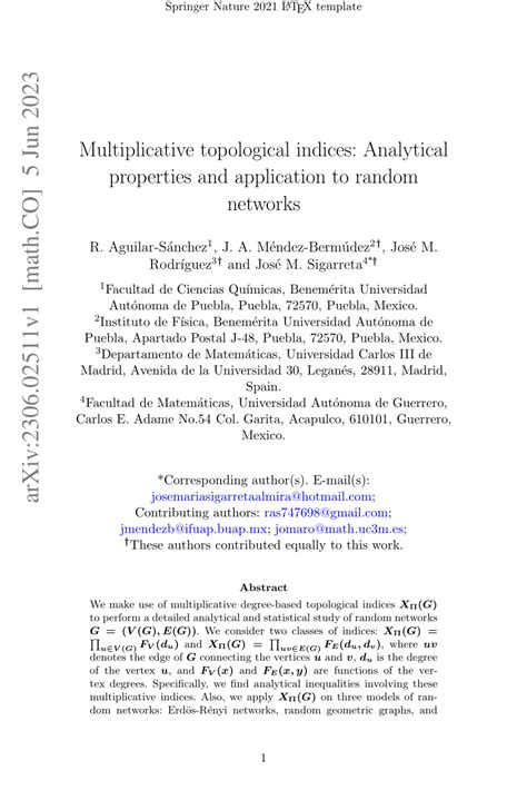 Pdf Multiplicative Topological Indices Analytical Properties And