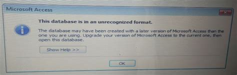 Solved There Database Is In An Unrecognized Format Access World Forums