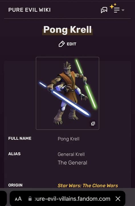Pong Krell Has A Spot On The Pure Evil Wiki Good Rfuckpongkrell