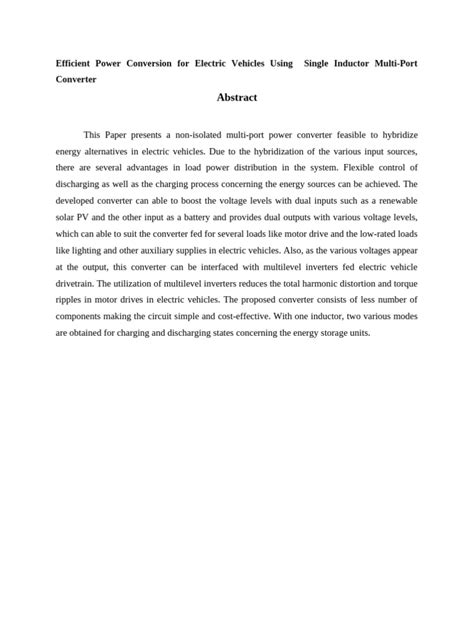 A Single Inductor Multi Port Power Converter Pdf