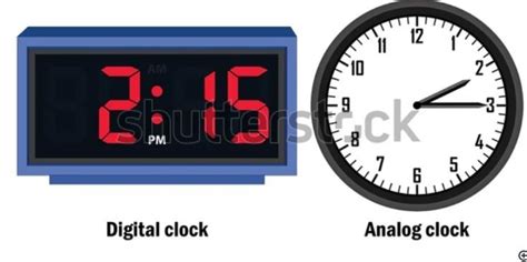 Digital Clock Analog Clock Time 02 15 Stock Vector Royalty Free