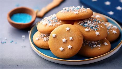 Delightful Sugar Cookies Adorned With Tiny Star Sprinkles For A Festive
