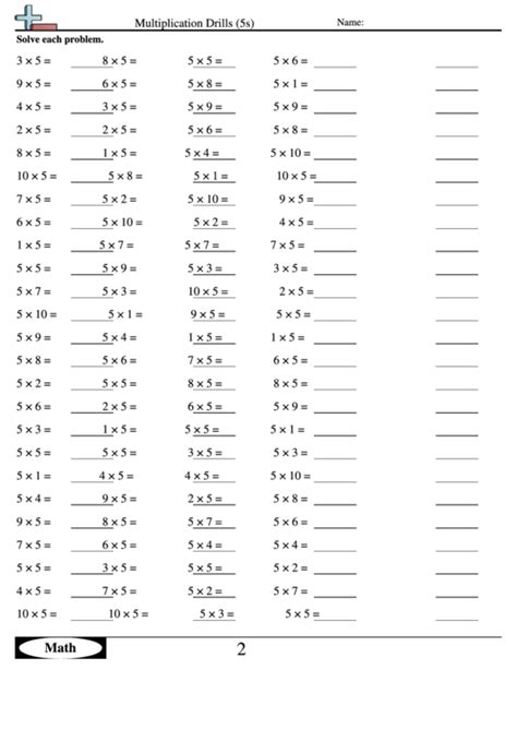 5s Multiplication Worksheet Multiplication Worksheets