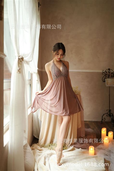 挂脖蕾丝睡衣女士性感透视情趣内衣裸背诱惑短裙火辣调情睡裙套装 阿里巴巴