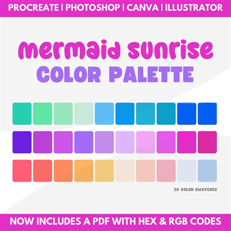 Rainbow Color Palette Hex Codes Rgb Codes Procreate Swatches