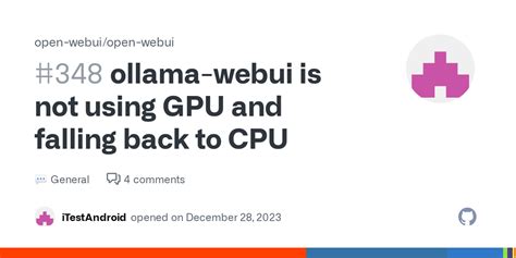 ollama webui is not using gpu and falling back to cpu · open webui open