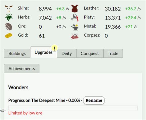 Ore Goes To Metal Before The Monument · Issue 67 · Deathraygames Civ Clicker · Github