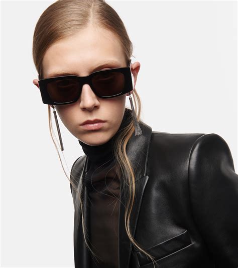 Sl 654 Rectangular Sunglasses In Black Saint Laurent Mytheresa