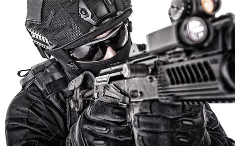 Premium Photo Close Up Portrait Of Police Tactical Team Fighter Swat