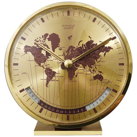Automatic World Time Brass Desk Clock 25 Time Zones At 1stdibs