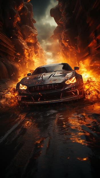 Premium Photo Car Driving Through Fire