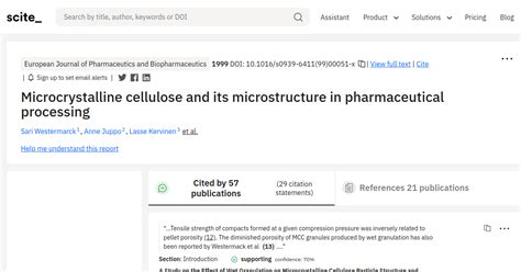 Citation Report Microcrystalline Cellulose And Its Microstructure In