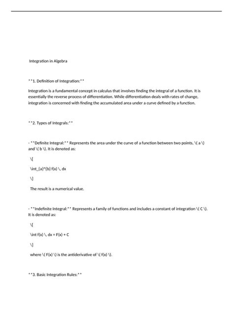 Mastering Algebraic Integration Techniques And Applications