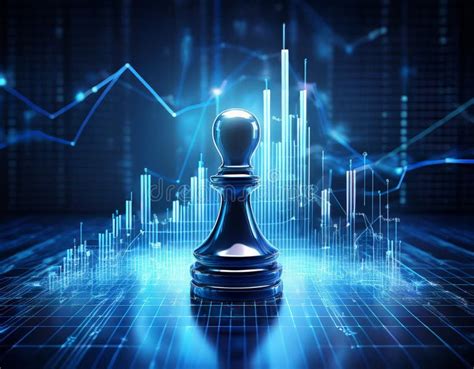 Pawn Chess Piece Surrounded By Rising Data Bars In A Business Analytics