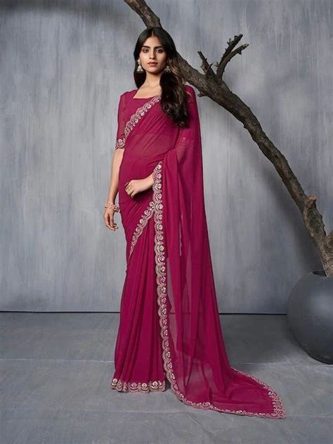 Magenta And Gold Toned Embroidered Saree Frocks For Girls Wedding