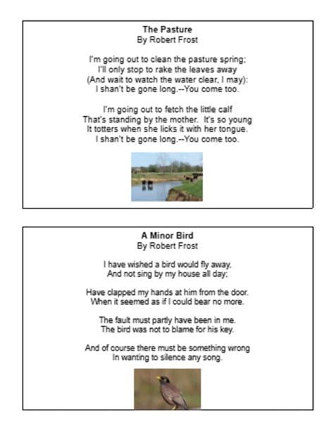 The Pasture A Minor Bird By Robert Frost Full Poems Questions