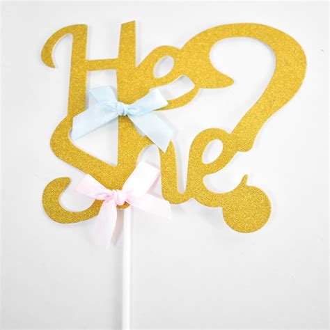 Glitter Paper Topper - Gold He or She - Bee Baking Solutions