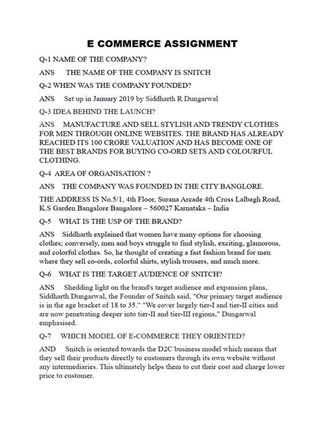 E Commerce Assignment Pdf E Commerce Brand