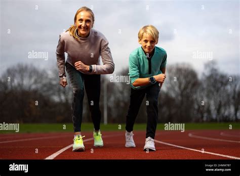 Editorial Use Only Left To Right Paula Radcliffe And Her Son Raph Radcliffe At Hackney Marshes