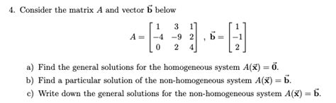 Solved Consider The Matrix A And Vector B Below Chegg