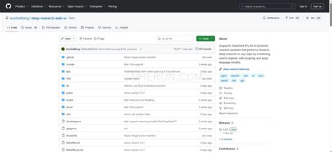Github Anotiawangdeep Research Web Ui ，一个强大的ai研究助手，助您深入探索任何主题。