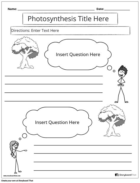 Photosynthesis Worksheet Featuring Stick Figures