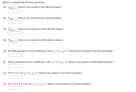 solved obtain or compute the following quantities a