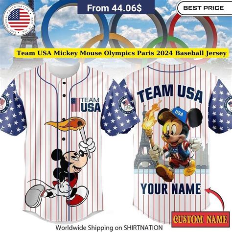 Team Usa Mickey Mouse Olympics Paris 2024 Baseball Jersey • Shirtnation