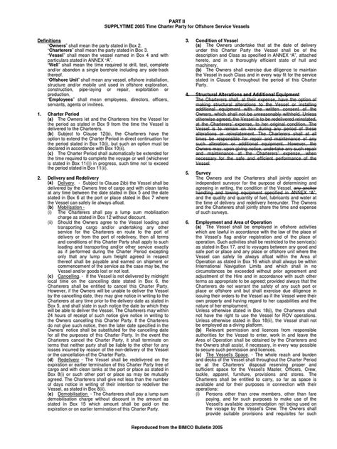Bimco Supplytime 2005 Part Ii Download Free Pdf Indemnity Legal Liability