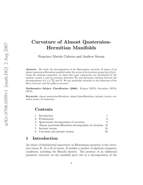 Pdf Curvature Of Almost Quaternion Hermitian Manifolds