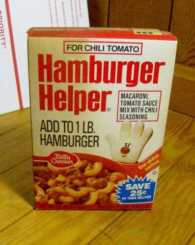 Rare Vintage 1980s Sealed New Hamburger Helper Box Old Food Packaging