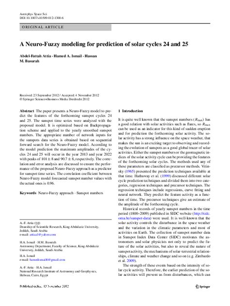 Pdf A Neuro Fuzzy Modeling For Prediction Of Solar Cycles 24 And 25