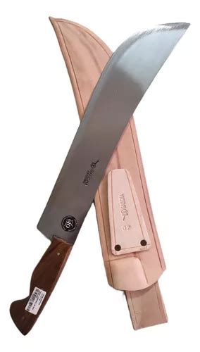 Facão Largo 16 Pol Aço Carbono Cabo Chifre Bainha Couro 40cm Frete Grátis