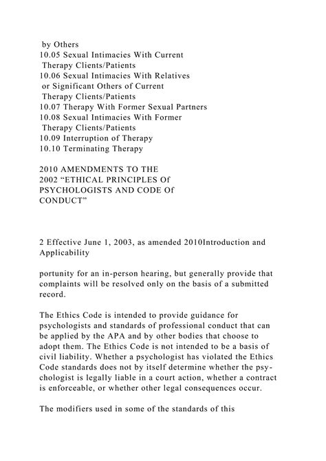 Ethical Principles Of Psychologists And Code Of Conductdocx