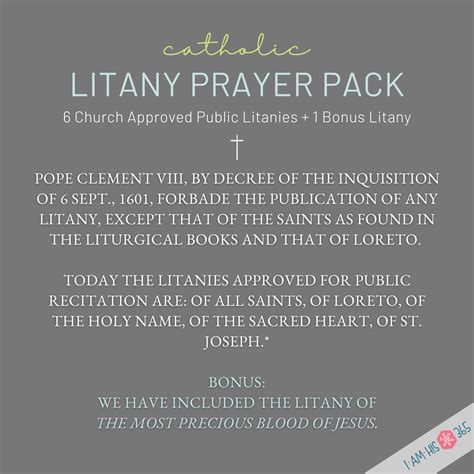 Catholic Litany Prayer Packet Homeschool Catechism Instant Download Pdf