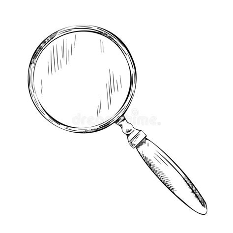 Vector Line Illustration Of Magnifying Glass Hand Drawing Of Magnifier